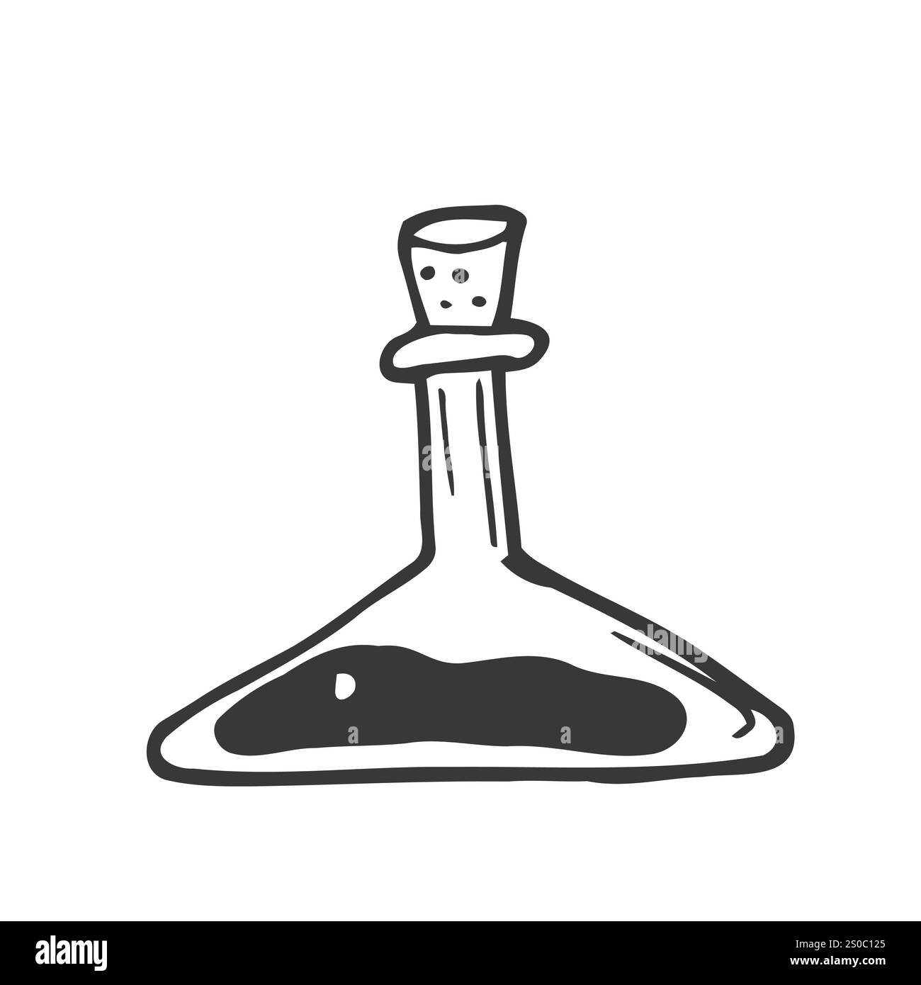Vector hand drawn flask with magic potion outline doodle icon. Flask ...