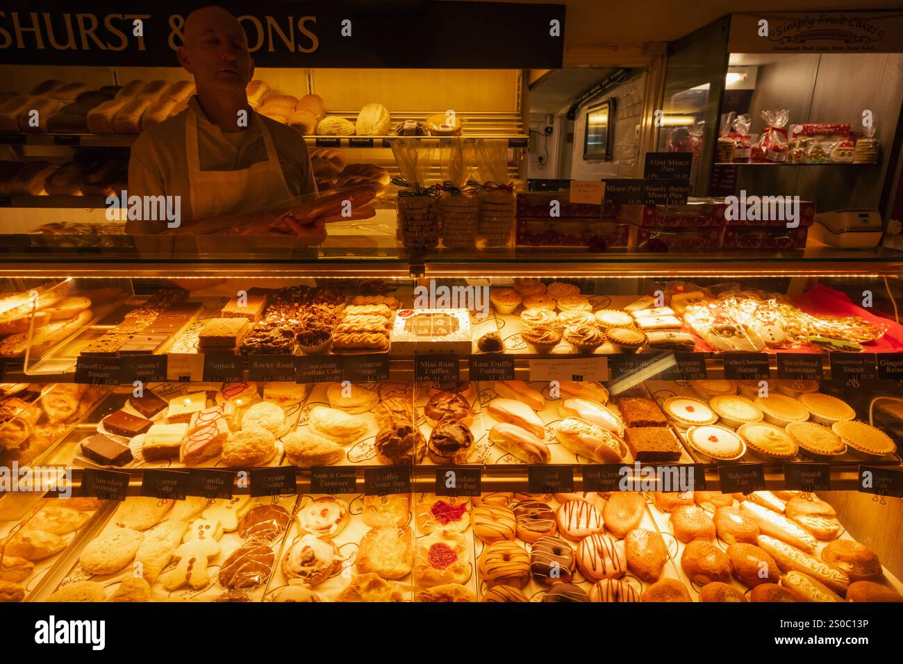 England, Kent, Wingham, Wilmshurst Bakery, Display of Colourful Cakes ...