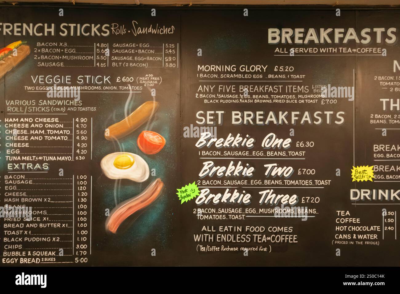 England, Kent, Aylesham, Krusties Cafe, Typical Roadside Cafe Menu ...