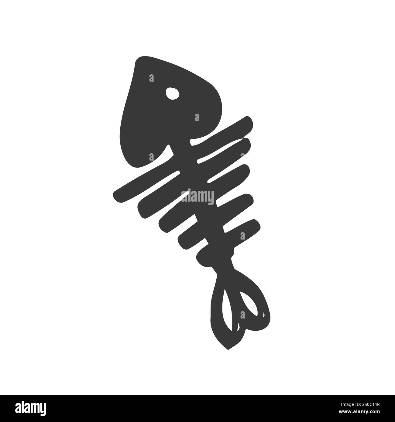 Skeleton from the fish. Vector of a fish skeleton. Hand drawn doodle ...