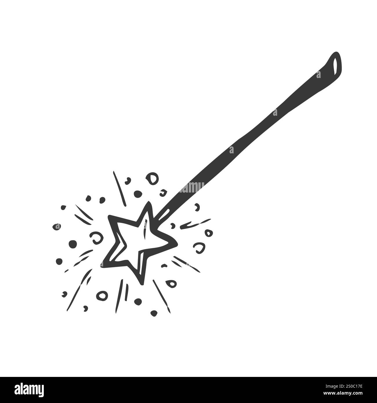 Hand Drawn magic wand doodle. Sketch style icon. Decoration element ...