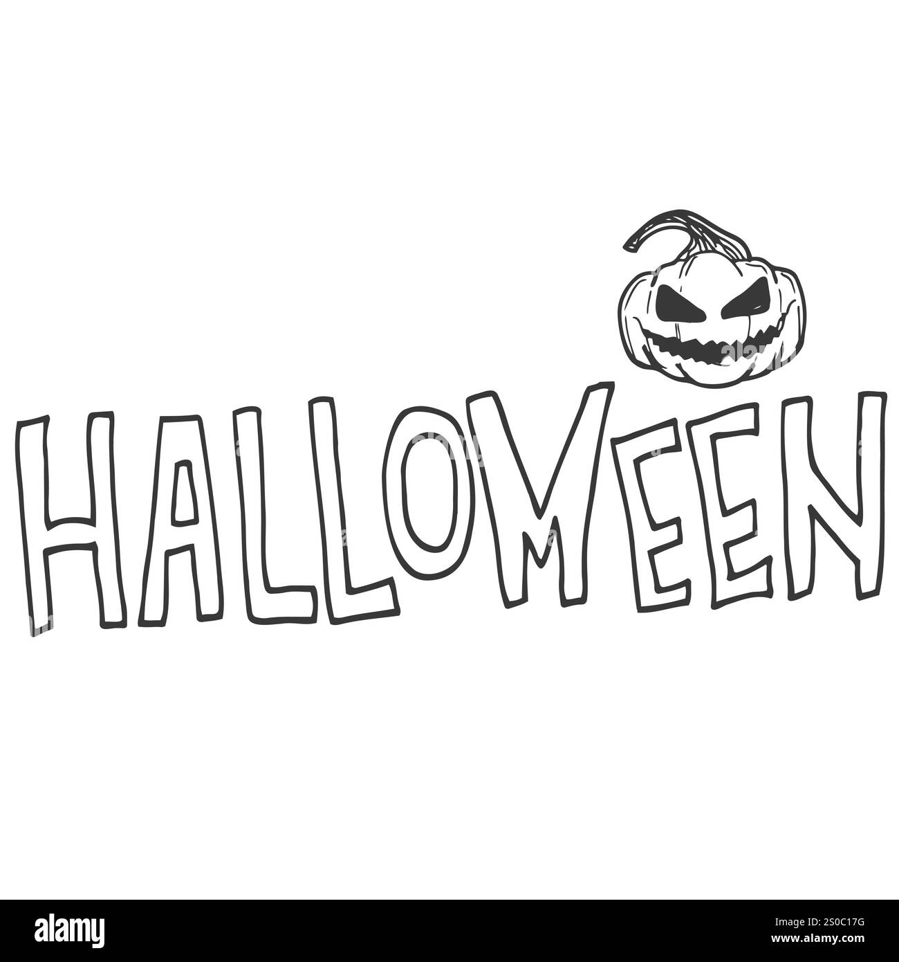 Happy Halloween hand drawn text isolated on white background. Modern ...