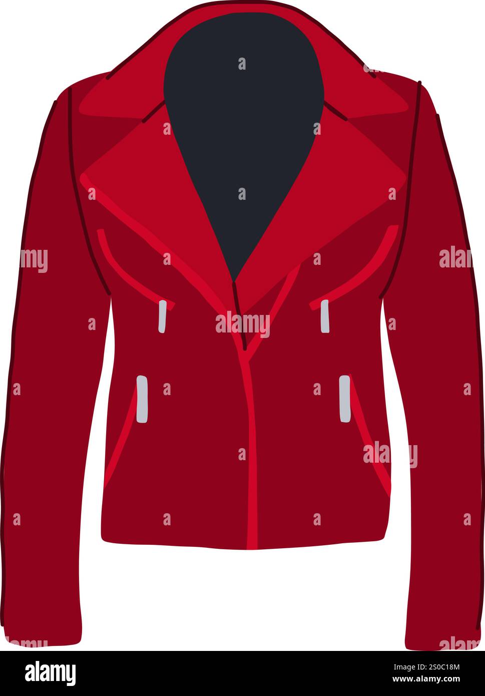 biker leather jacket female cartoon vector illustration Stock Vector ...