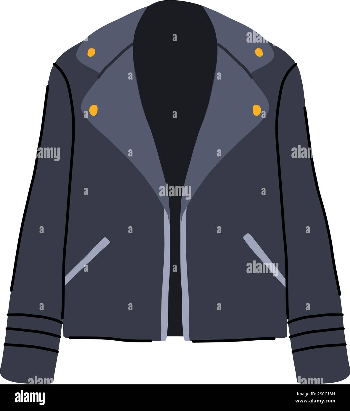 classic leather jacket female cartoon vector illustration Stock Vector ...