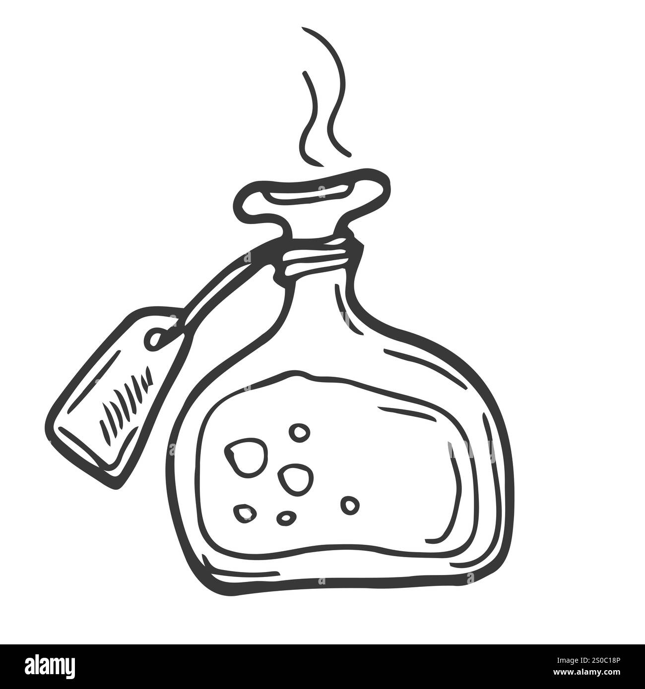 Vector hand drawn flask with magic potion outline doodle icon. Flask ...