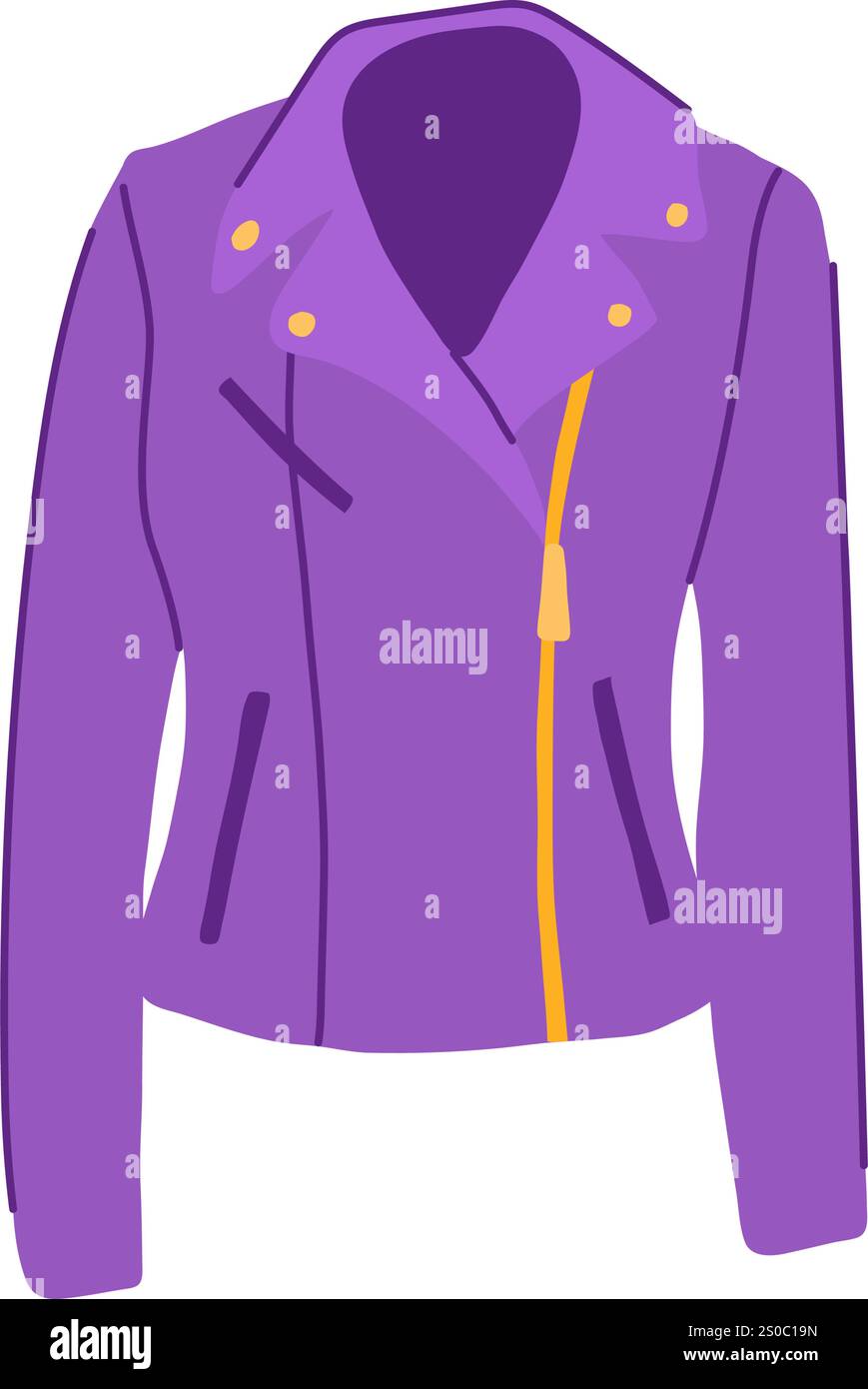 trendy leather jacket female cartoon vector illustration Stock Vector ...