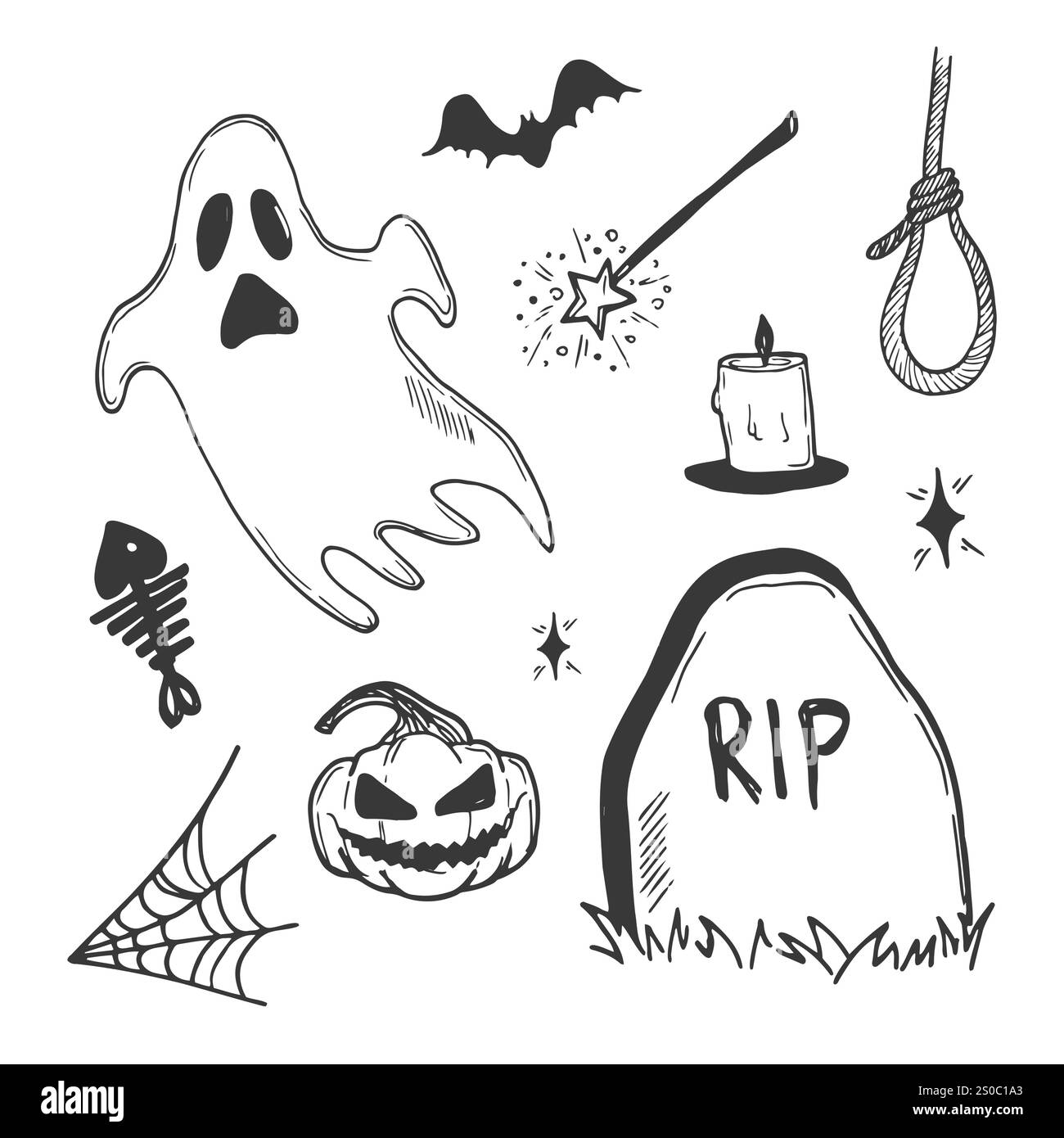 Vector set of halloween clipart. Funny, cute illustration for seasonal ...