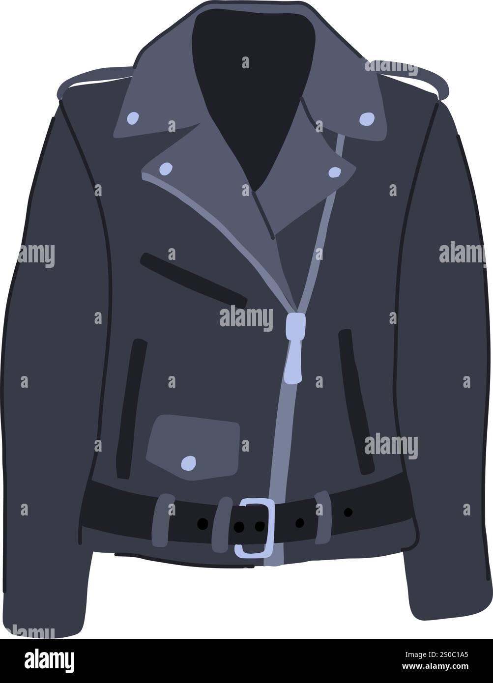 chic leather jacket female cartoon vector illustration Stock Vector ...
