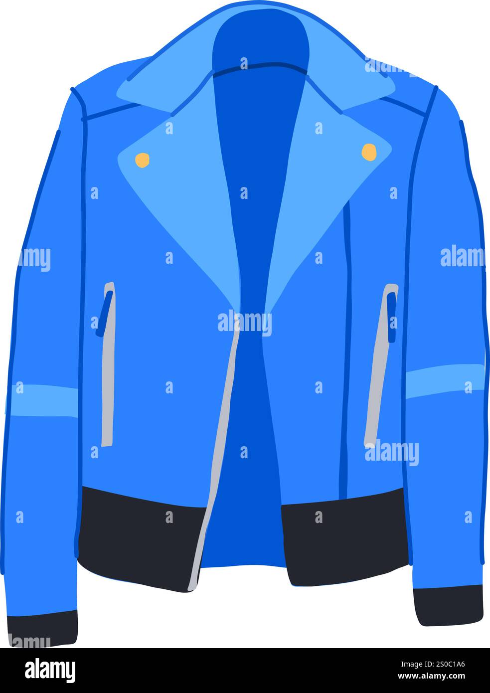 style leather jacket female cartoon vector illustration Stock Vector ...