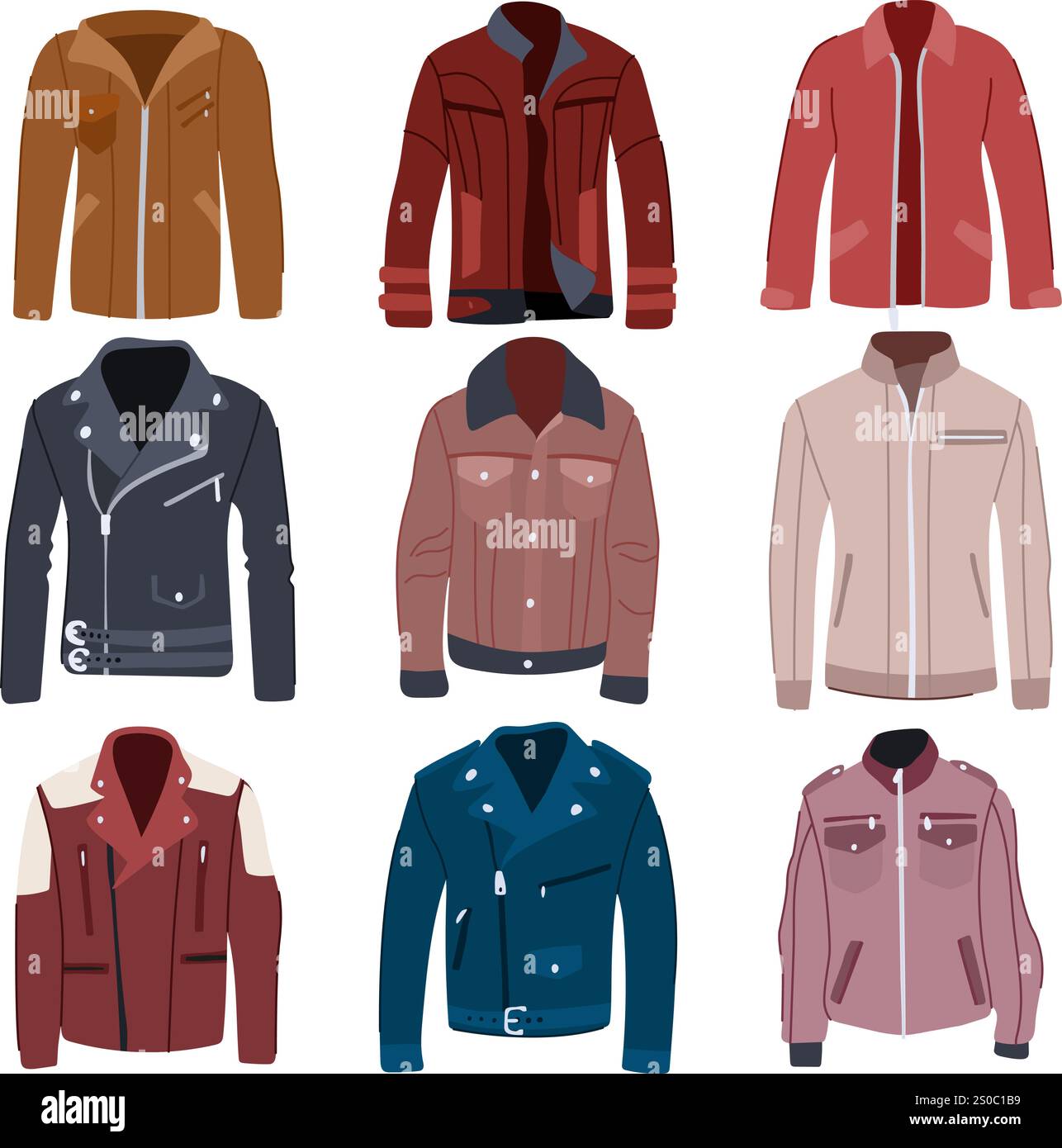 leather jacket male set cartoon vector illustration Stock Vector Image ...