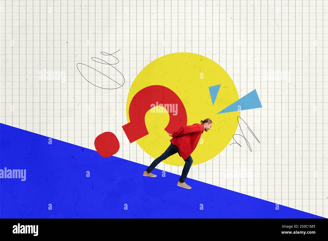 Composite trend artwork sketch image collage of young person man walk ...