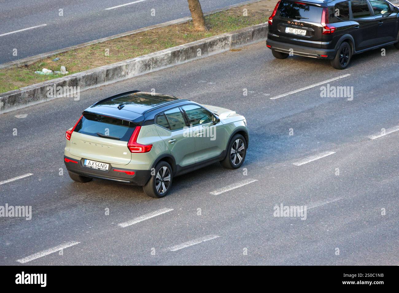 Modern electric volvo xc40 recharge driving on a multi lane road Stock ...