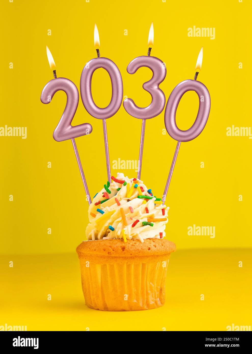 Happy New Year 2030 - Candles in the form of lit numbers Stock Photo ...