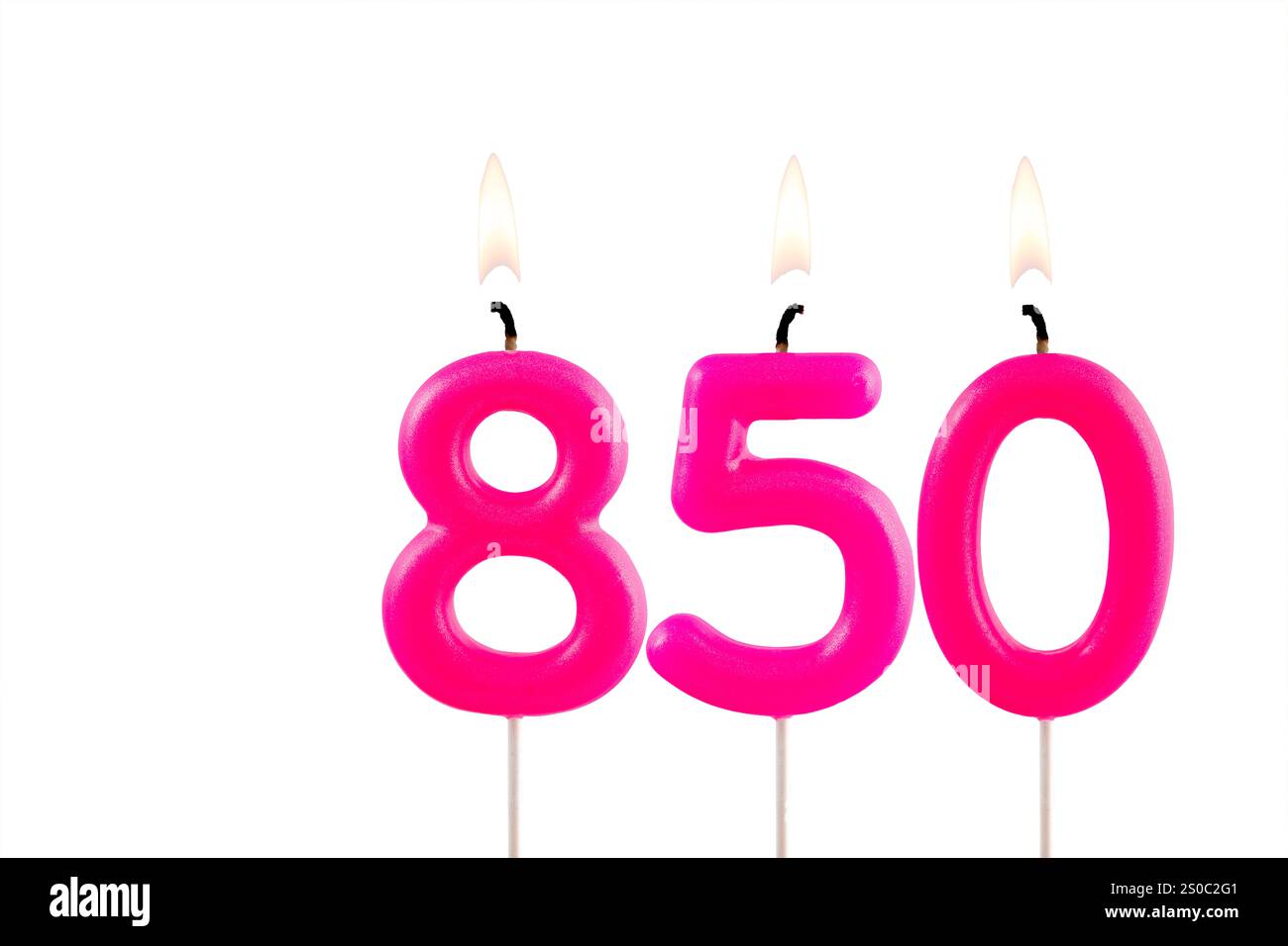 Candles forming the number 850 - white background Stock Photo - Alamy