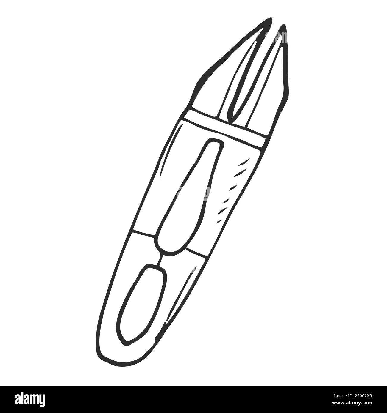 Hand drawn shilhouettes of thread scissors for tailors, sewers isolated ...