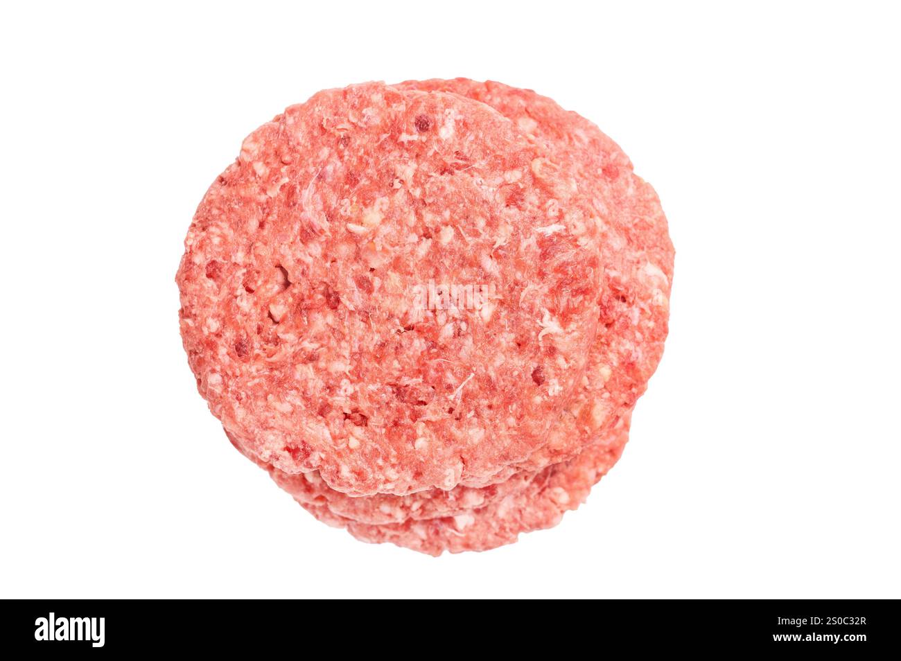 Fresh raw chopped meat for burgers, meat cutlets isolated on white ...