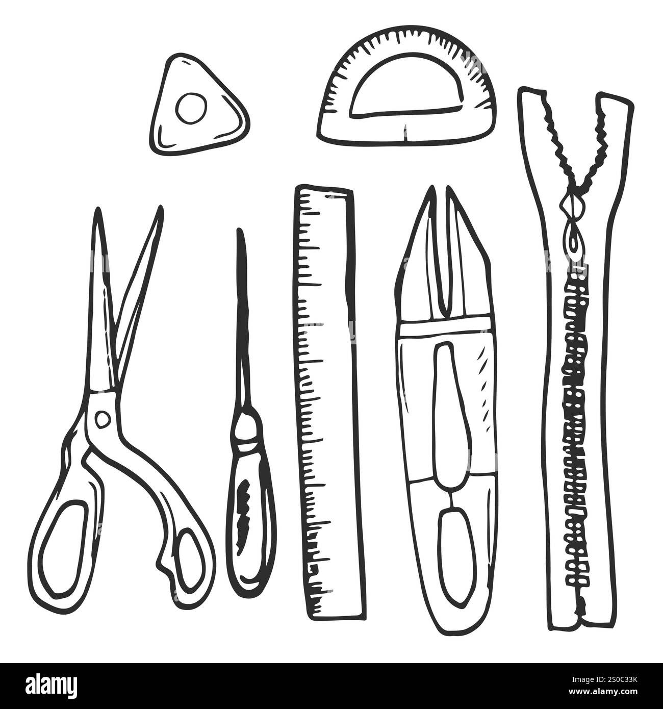Big vector doodle sewing set. Vector tailoring tools icons. Sewing ...