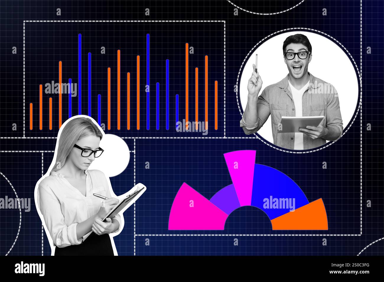 Trend artwork sketch design montage 3D collage of student young lady ...