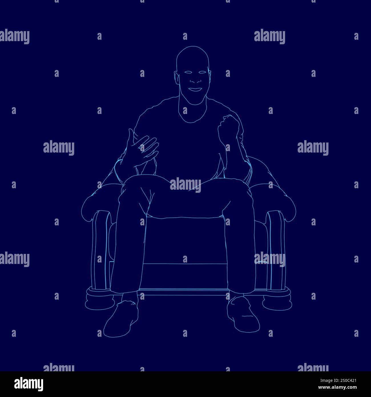 Man is sitting on a chair with his hands on his lap Stock Vector Image ...