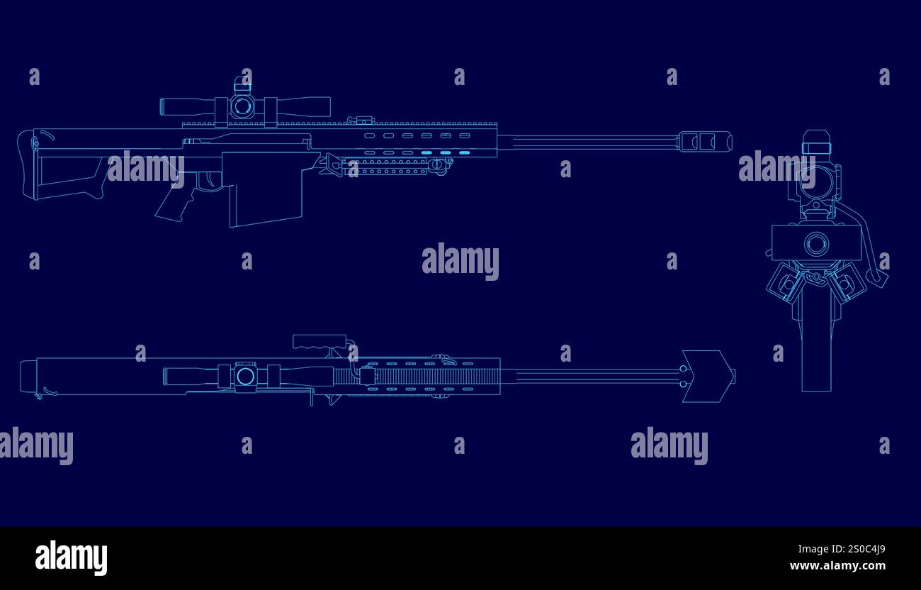 Blue background with guns on it. The guns are blurry and the background ...