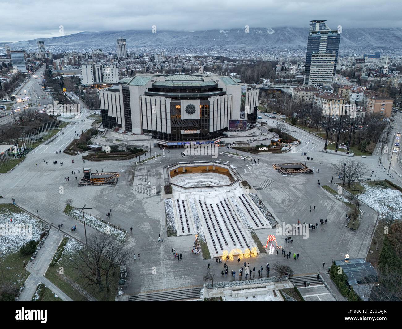 Aerial view of the National Palace of Culture (NDK) in Sofia, Bulgaria ...