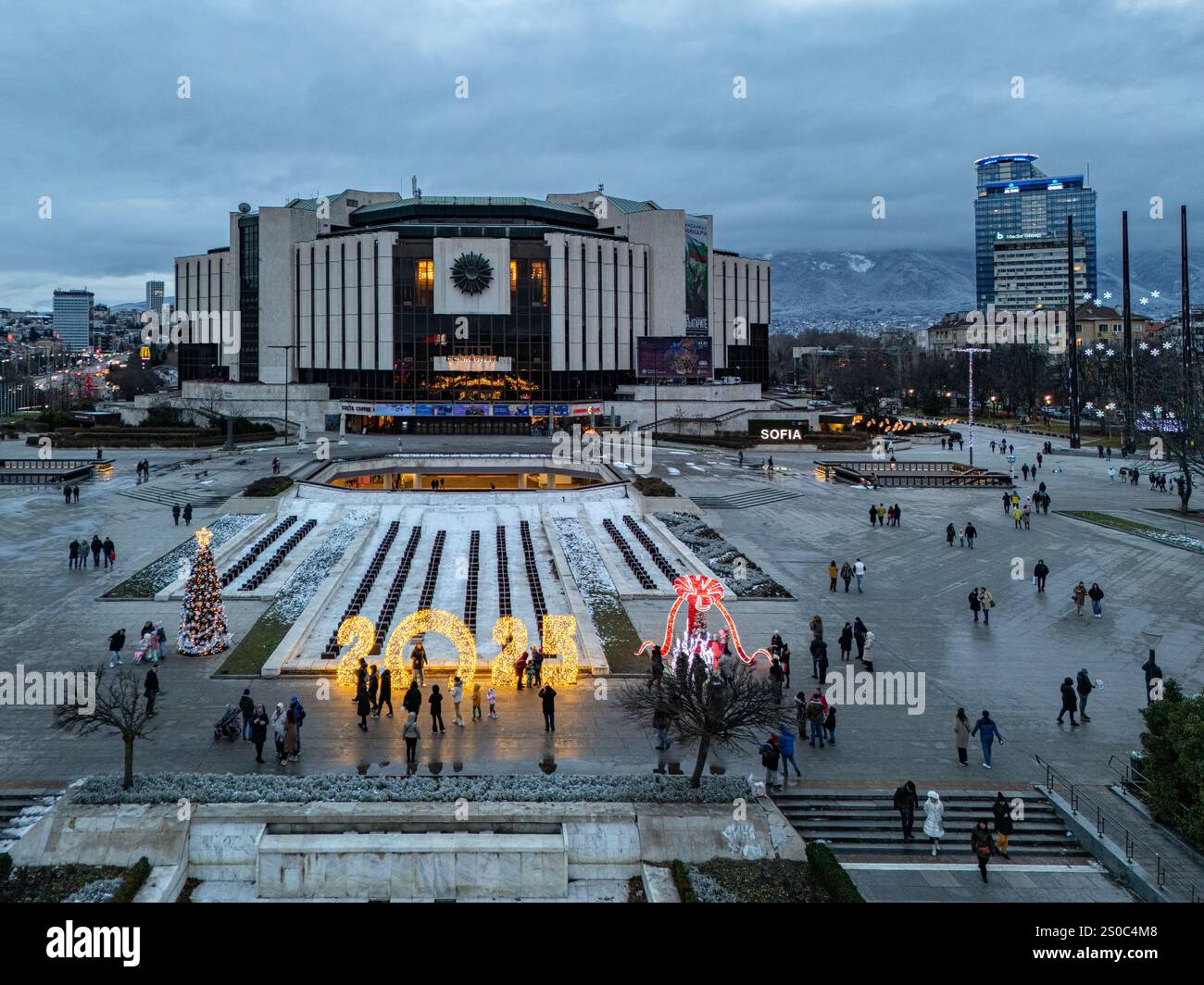 Aerial view of the National Palace of Culture (NDK) in Sofia, Bulgaria ...