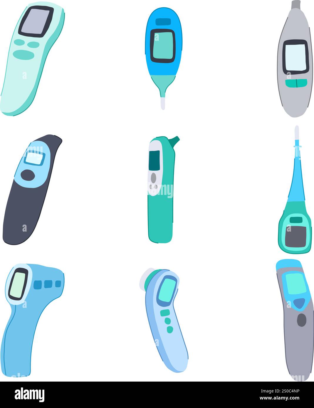 thermometer baby set cartoon vector illustration Stock Vector Image ...