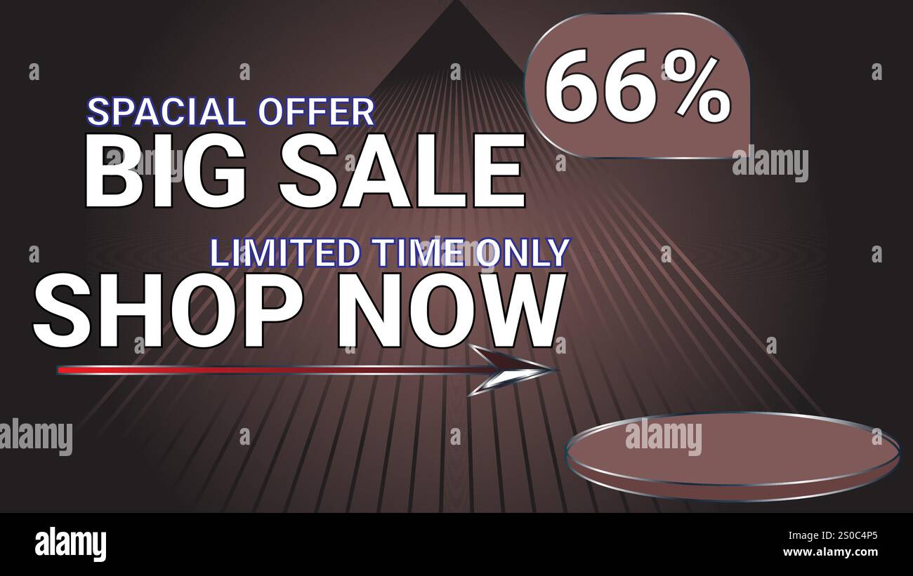 66 percent Special offer big sale limited time only shop now template banner with Puce color ...
