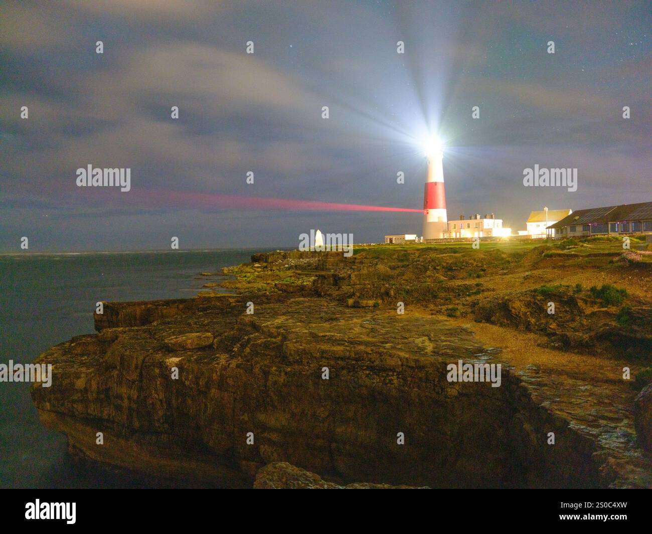 Portland Bill, UK - June 5, 2024: Night view of Portland Bill Light ...