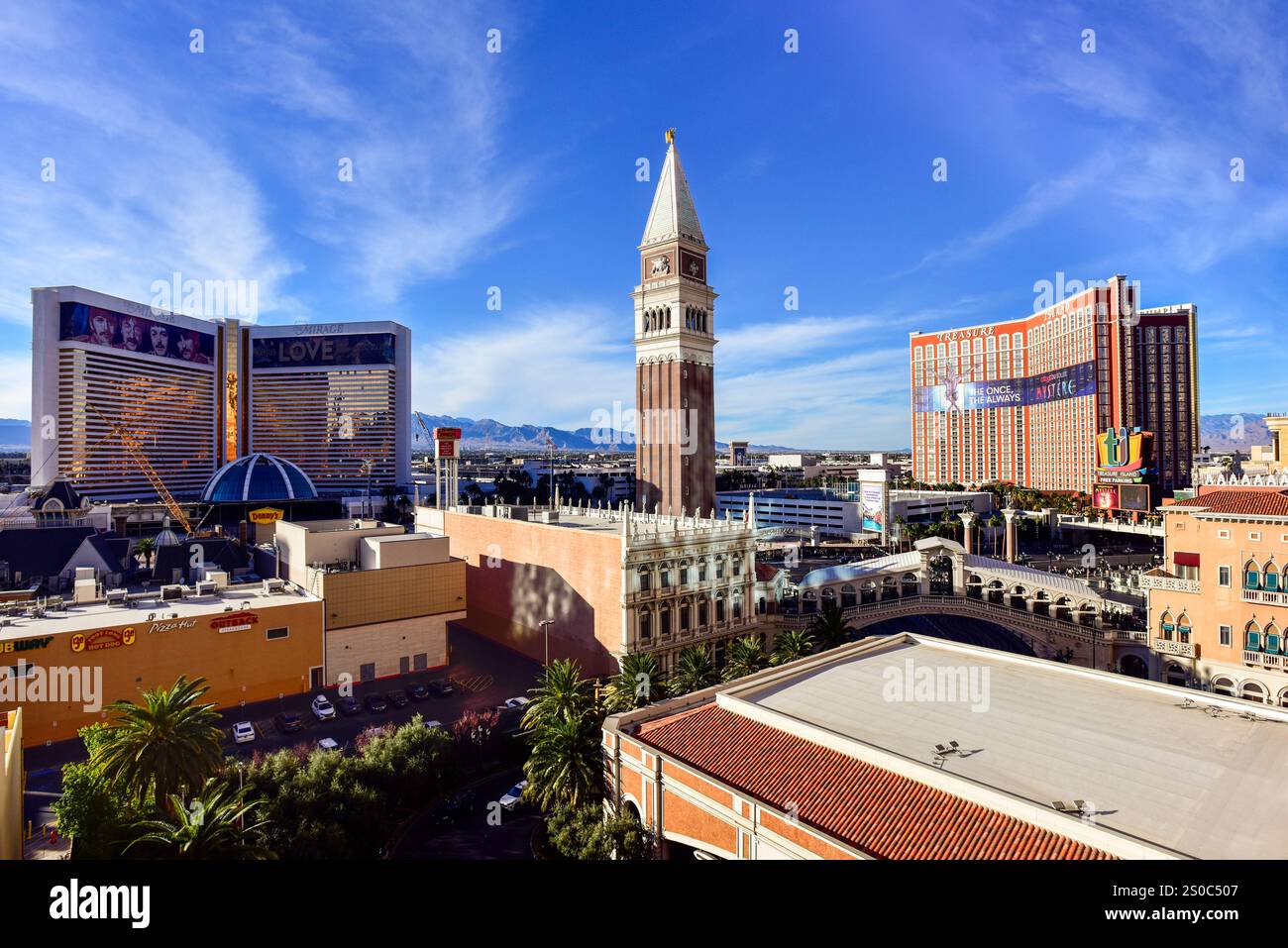 The Mirage and Treasure Island as seen from the Venetian resort in Las Vegas Stock Photo - Alamy