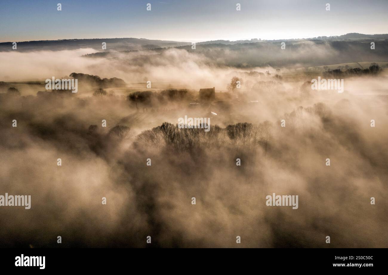 Low-lying fog over Huddersfield, Yorkshire. The UK will have dull and ...