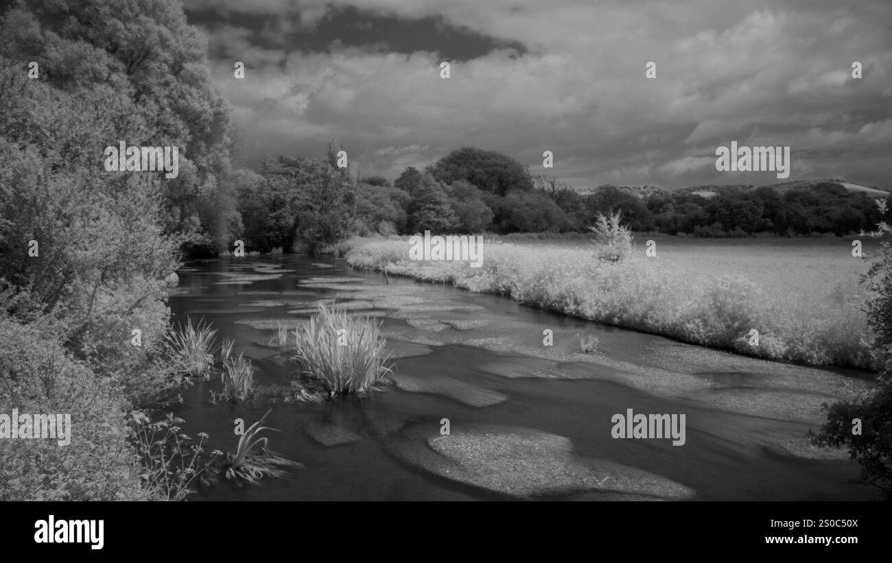 Exton, UK - June 7, 2024: IR View of Old Winchester Hill and the river ...