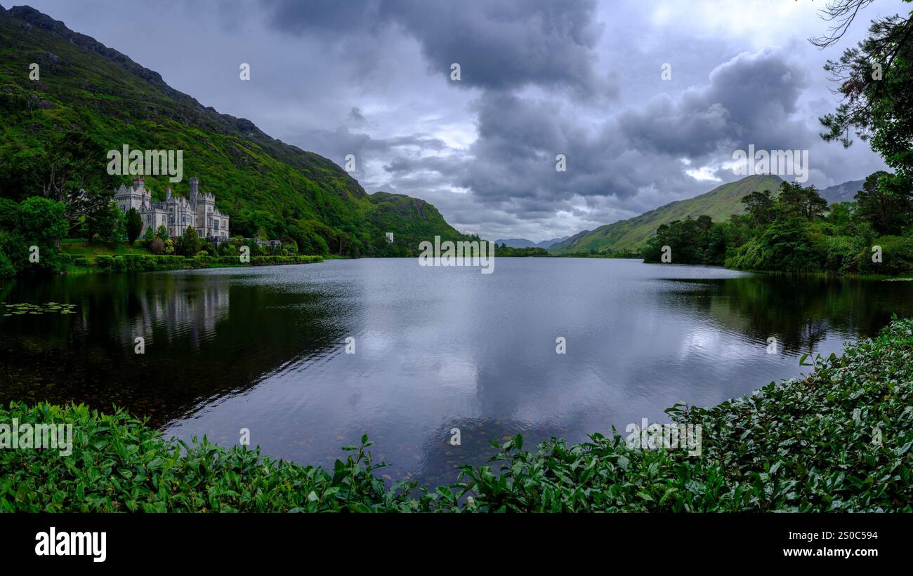 Letterfrack, Ireland - June 28, 2024: View of Kylemore Abbey, Connomara ...