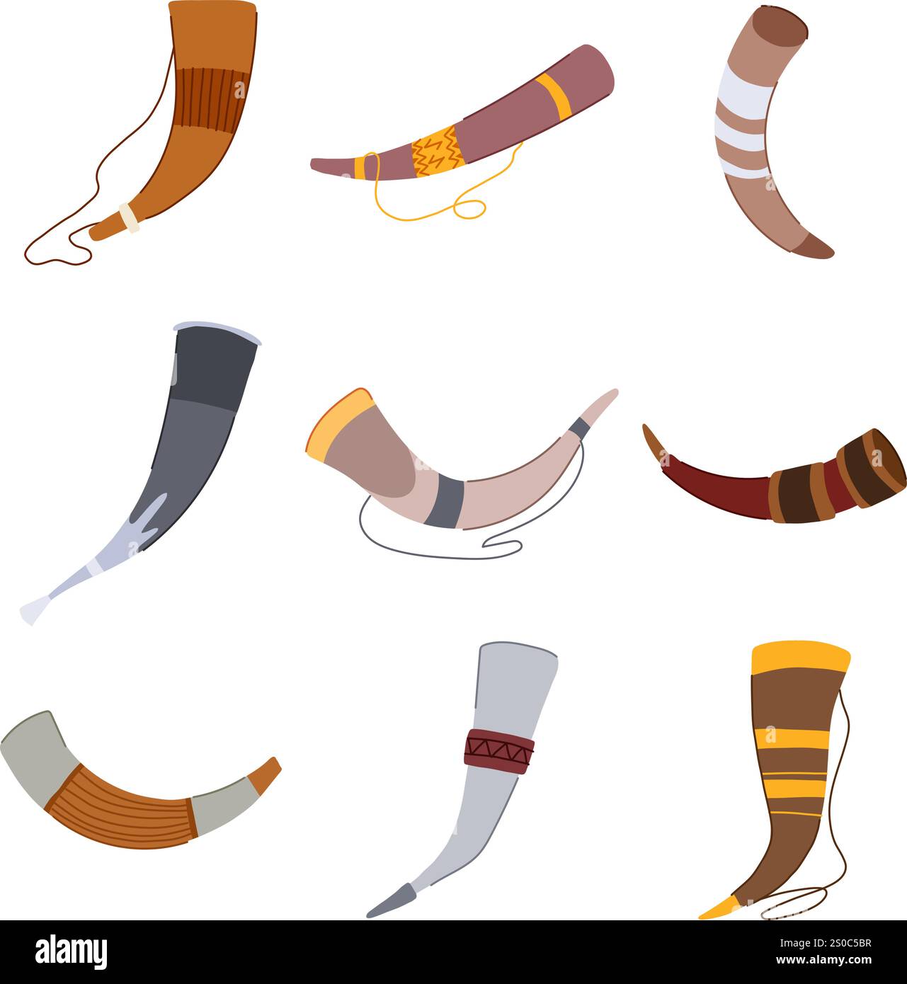 viking horn set cartoon vector illustration Stock Vector Image & Art ...