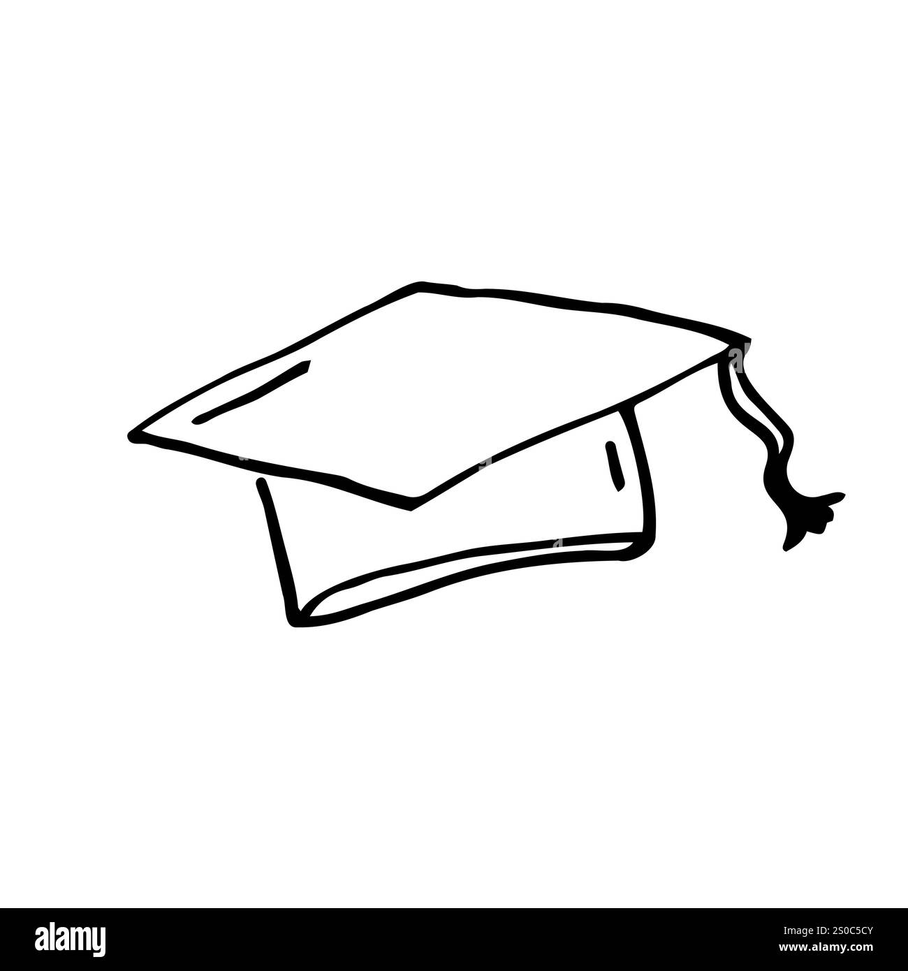 Graduation vector doodle cap icon. Outlined on white background Stock ...
