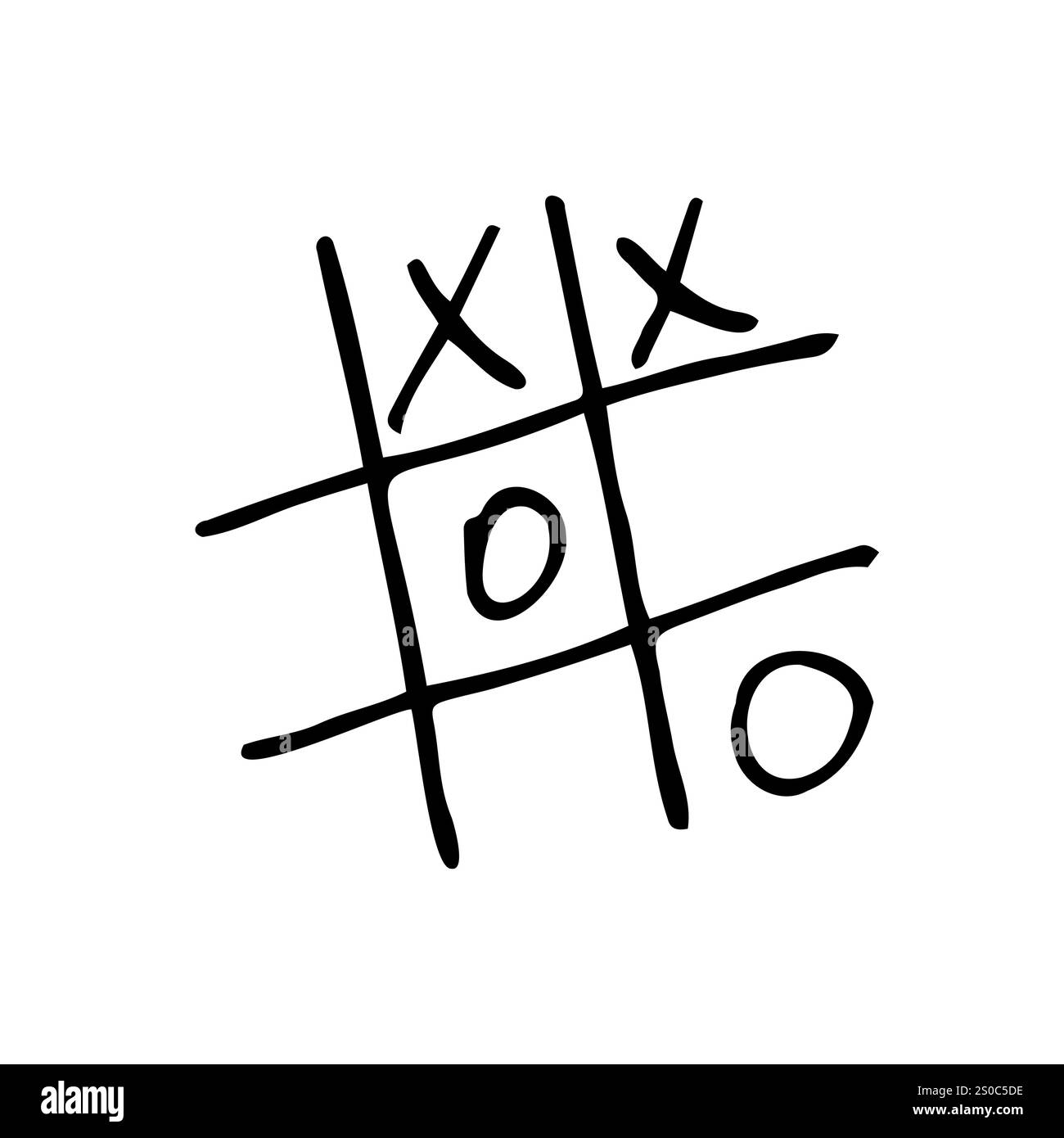 Hand drawn vector tic tac toe game. Noughts and Crosses doodle sketch ...