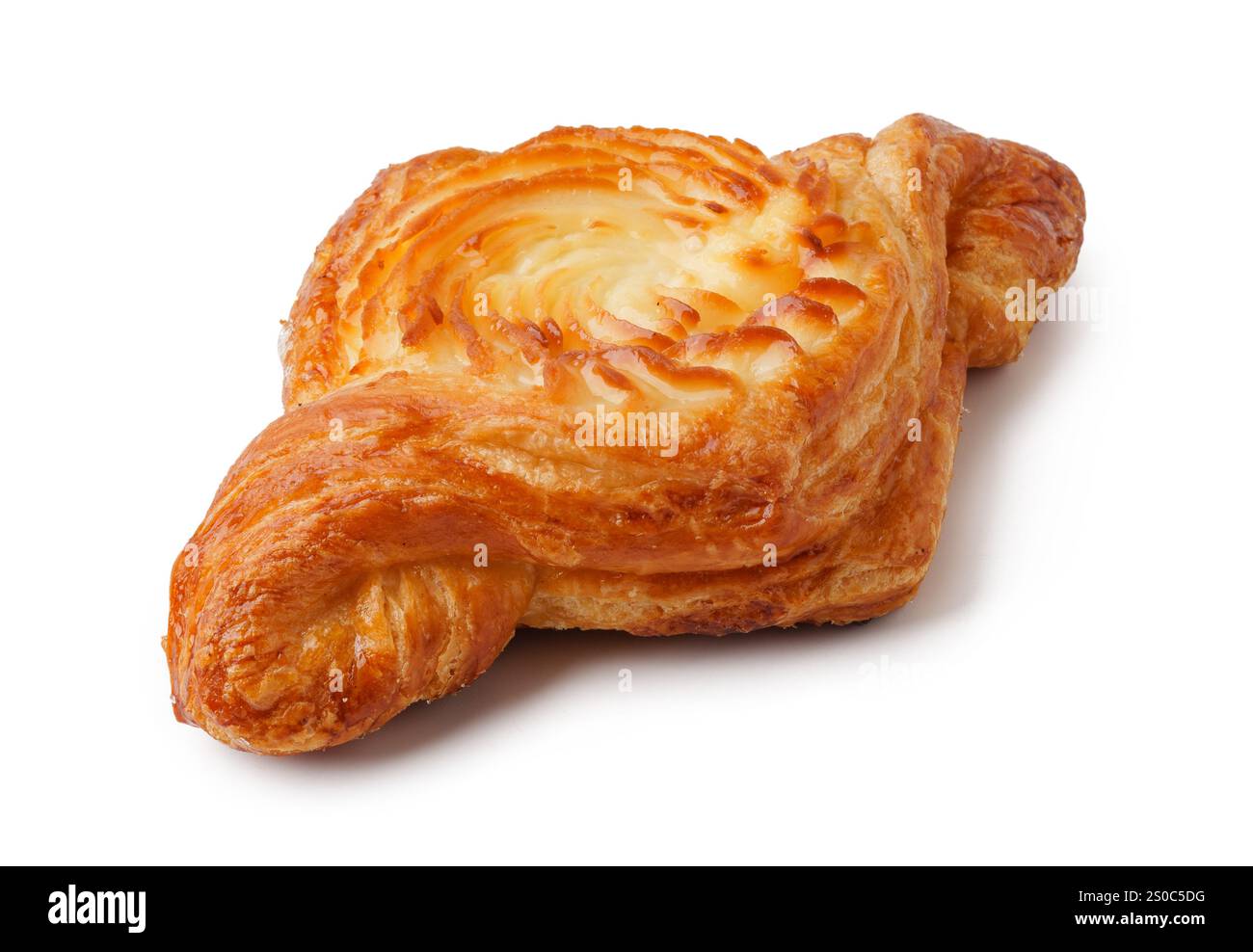 Delicious pastry with flaky layers and a golden brown crust served at a ...
