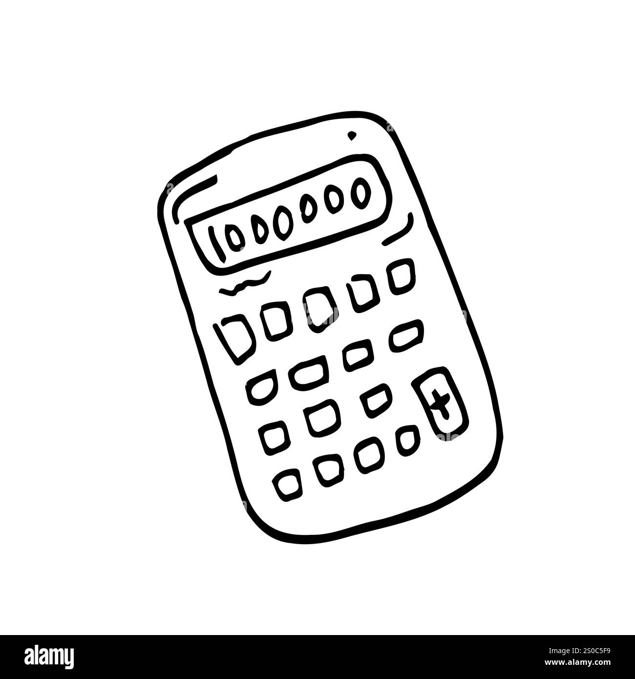 Doodle icon calculator, calculating machine. Vector hand drawn ...