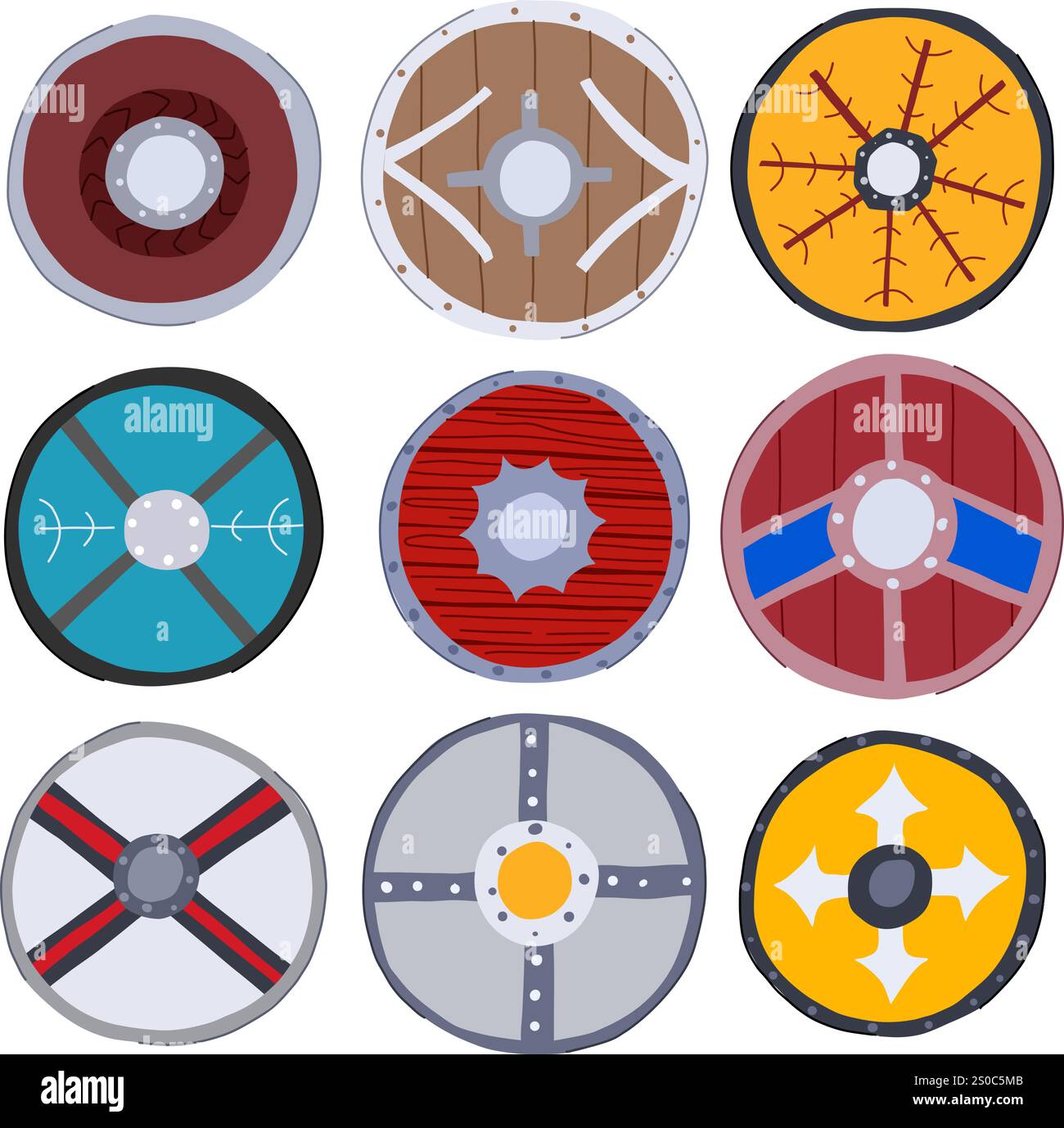 viking shield set cartoon vector illustration Stock Vector Image & Art ...