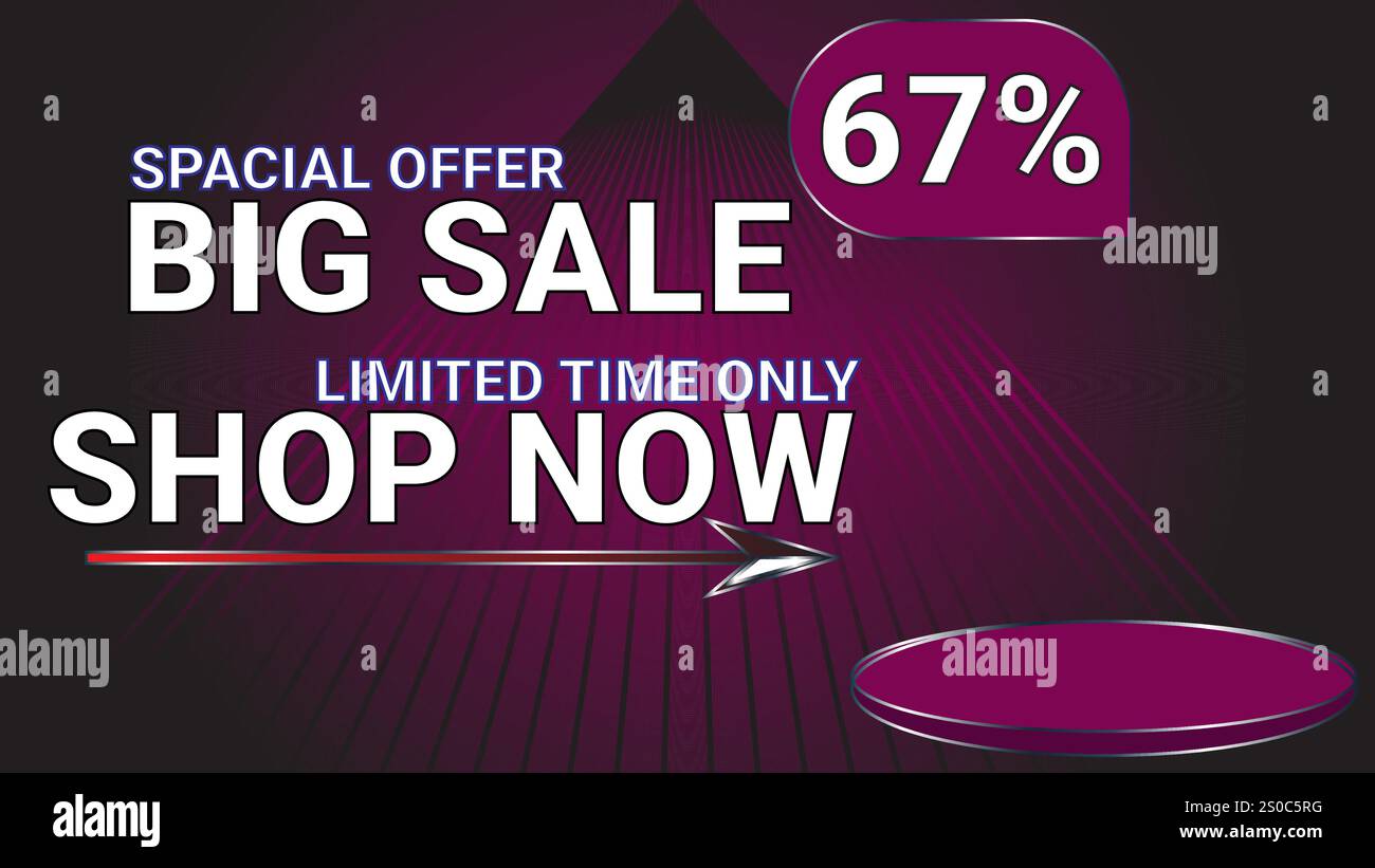 67 percent Special offer big sale limited time only shop now template banner with Plum Velvet ...