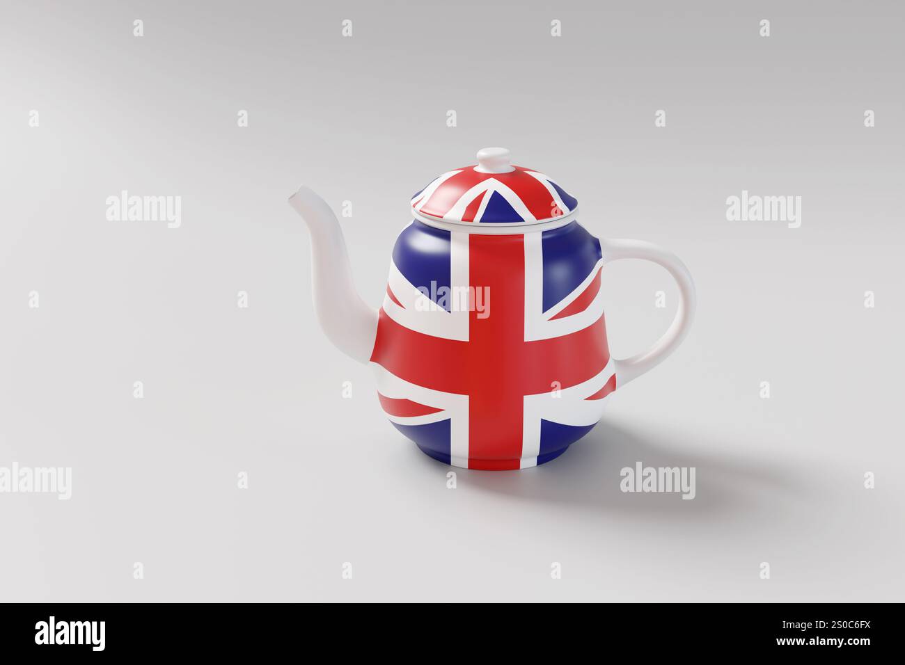 White porcelain teapot printed with the national flag of the UK (Union ...