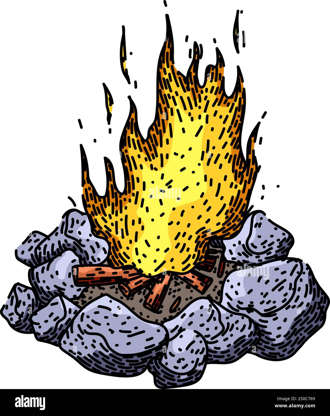 flames campfire sketch hand drawn vector Stock Vector Image & Art - Alamy
