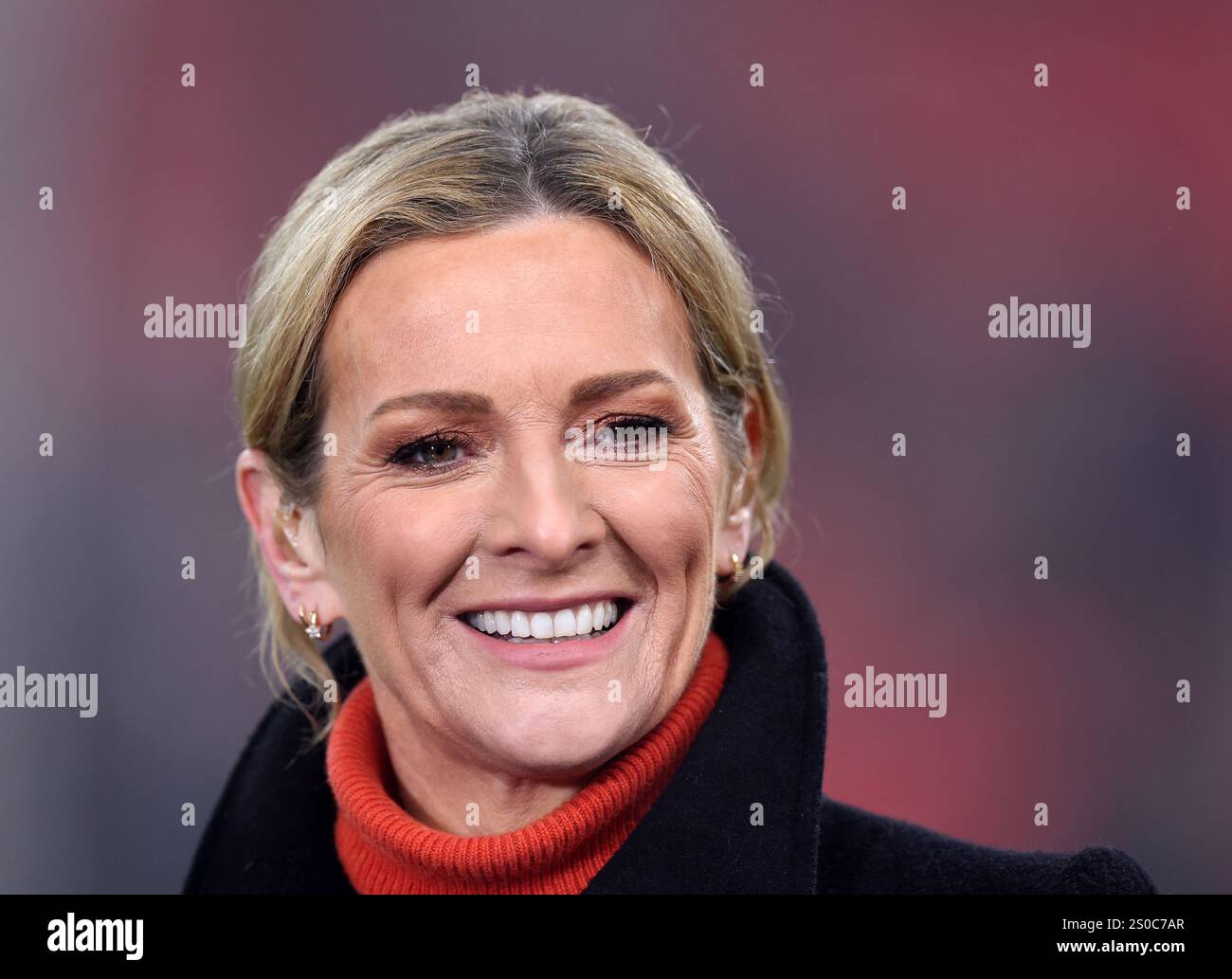 Liverpool, UK. 26th Dec, 2024. Presenter Gabby Logan during the Premier ...