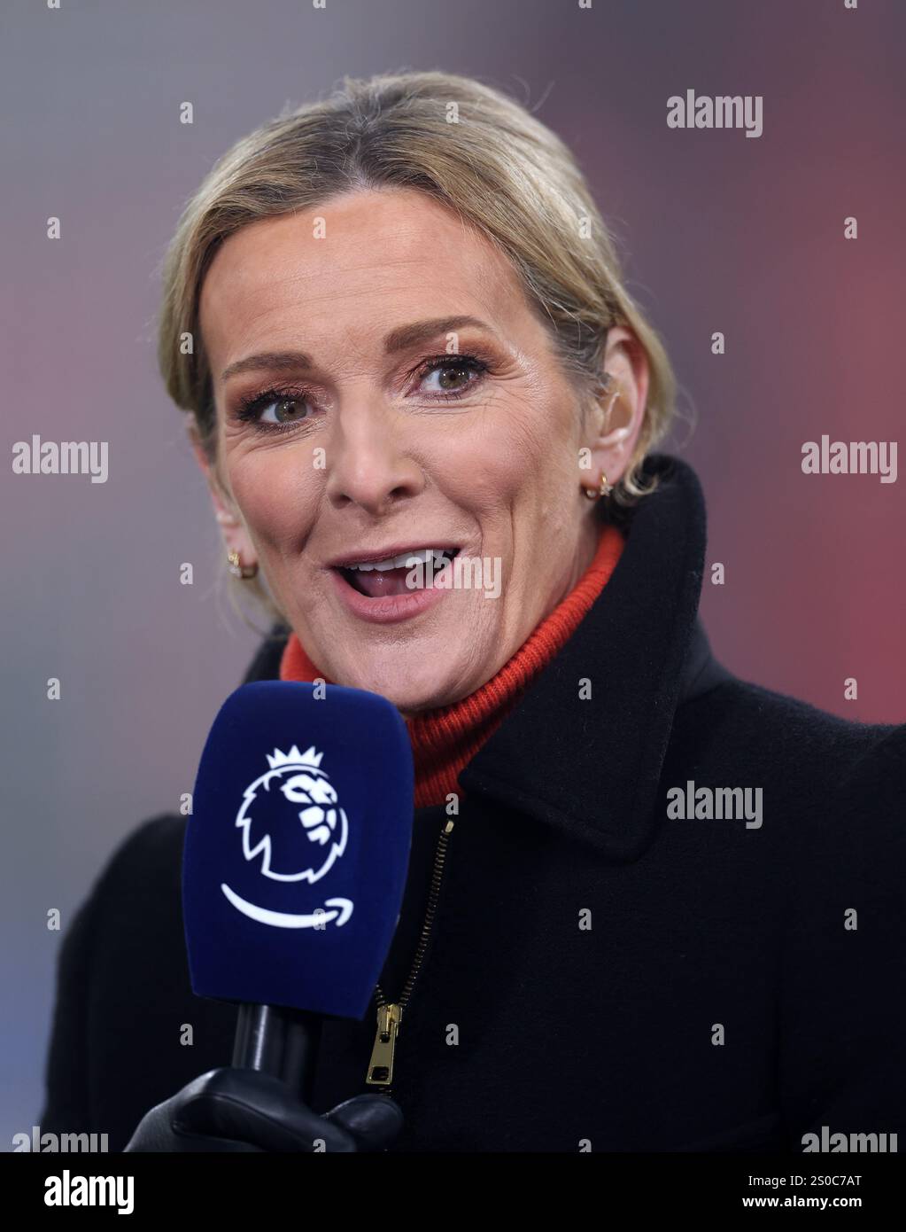 Liverpool, UK. 26th Dec, 2024. Presenter Gabby Logan during the Premier ...