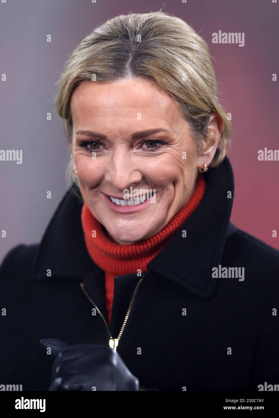 Liverpool, UK. 26th Dec, 2024. Presenter Gabby Logan during the Premier ...