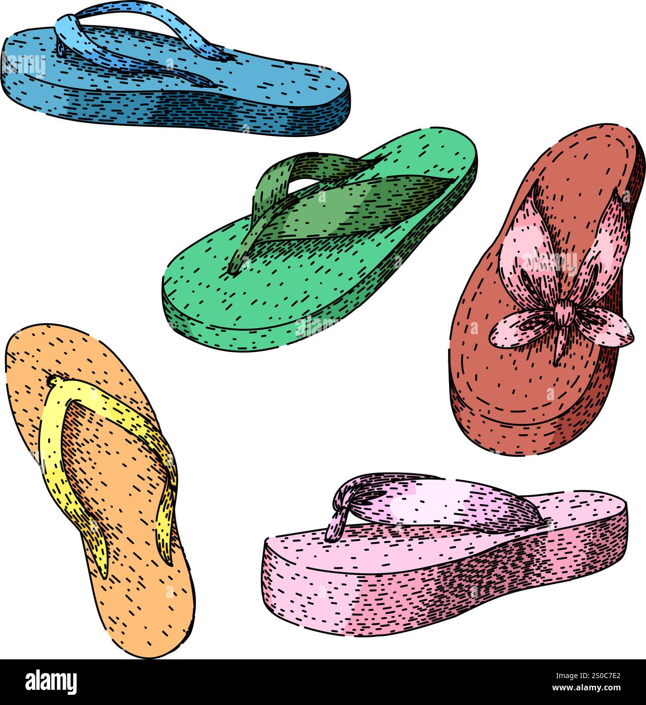 flip flops set sketch hand drawn vector Stock Vector Image & Art - Alamy