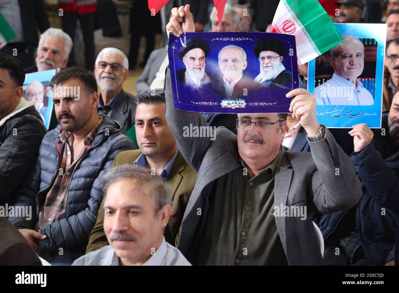 Bojnourd, North Khorasan, Iran. 27th Dec, 2024. People attend a meeting ...