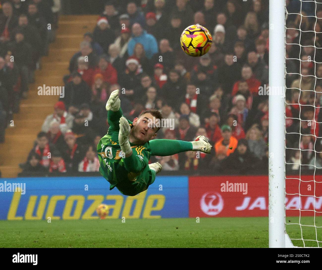 Liverpool, England, 26th December 2024. Leicester's goalkeeper Jakub ...