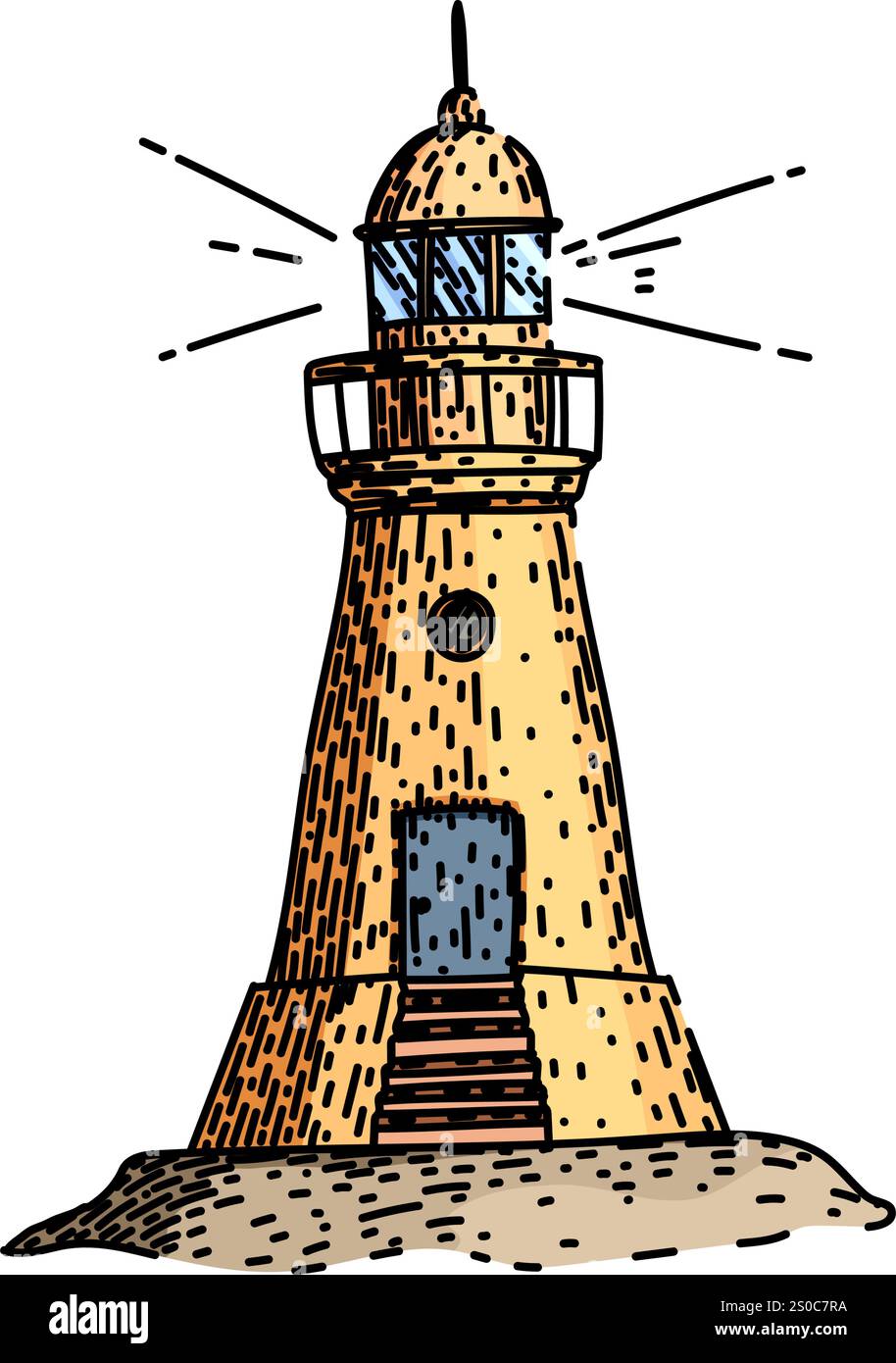 maritime lighthouse sketch hand drawn vector Stock Vector Image & Art ...