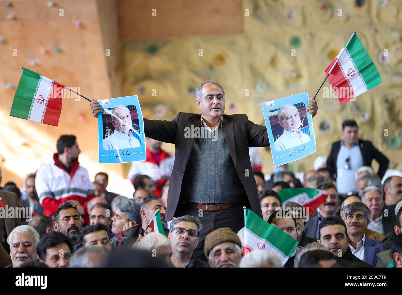 Bojnourd, North Khorasan, Iran. 27th Dec, 2024. People attend a meeting ...